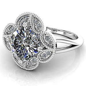 Bhumi Gems 3CT Cushion Moissanite Engagement Ring Wedding Bridal Ring Set Eternity Antique Vintage Solitaire Hidden Halo Dainty Statement Minimalist Art Deco Promise Her