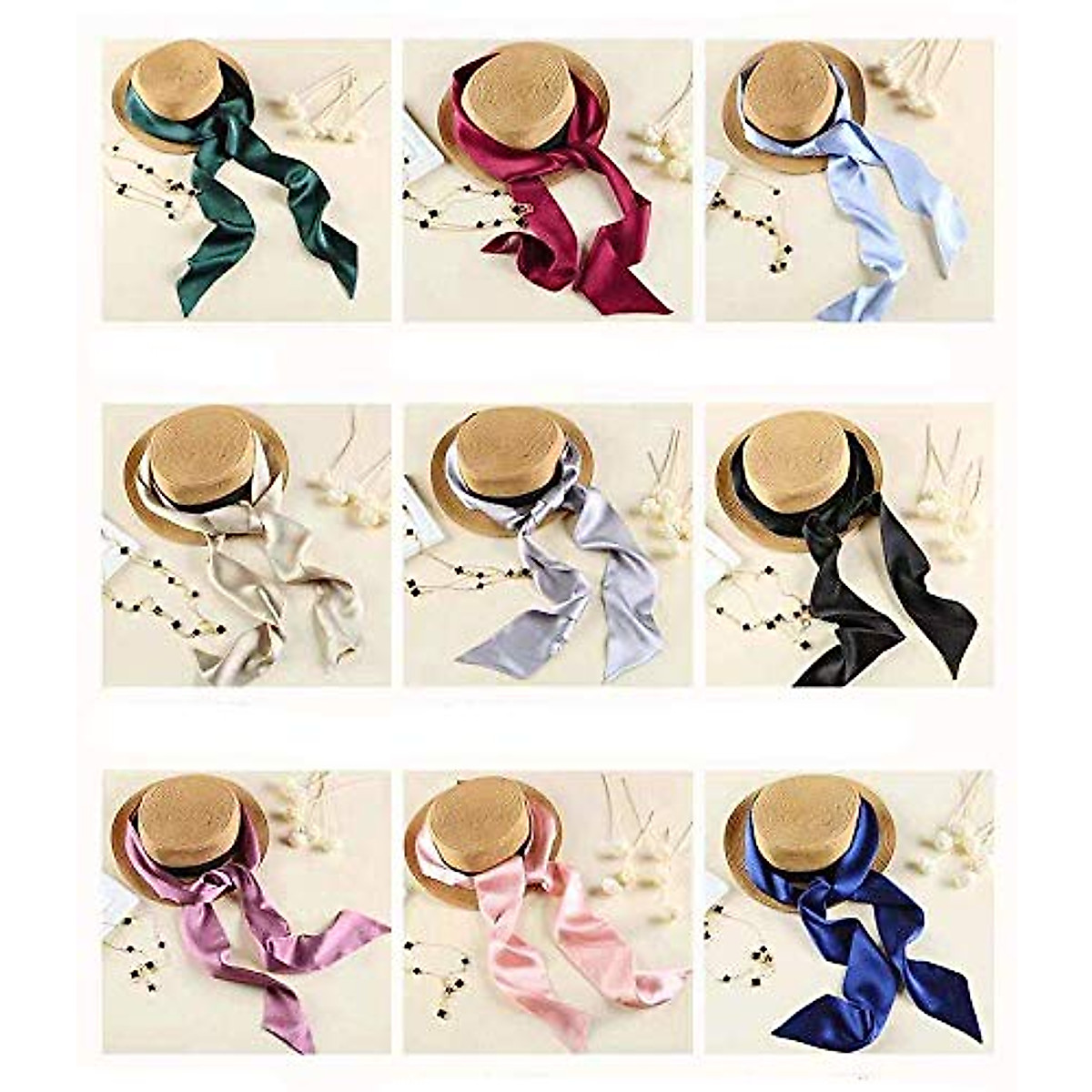 Stylish Soft Scarf Ribbon Scarf Long Skinny Satin Belt Sash Necktie Neck Scarf Choker for Women (Black)