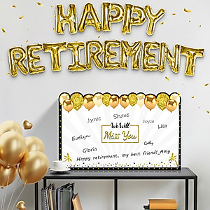 Kuxriox Happy Retirement Party Decorations Card for Men Women, Black Gold Large Retirement Card With Envelope, Jumbo Happy Retired Guest Book Greeting Card, Giant Farewell Retired Card Gifts