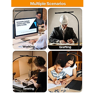 ACNCTOP Desk Lamp for Office Home - Eye-Caring Architect Task Lamp 25 Lighting Modes Adjustable LED Desk Lamp Flexible Gooseneck Clamp Light for Workbench Drafting Reading Study (Black)