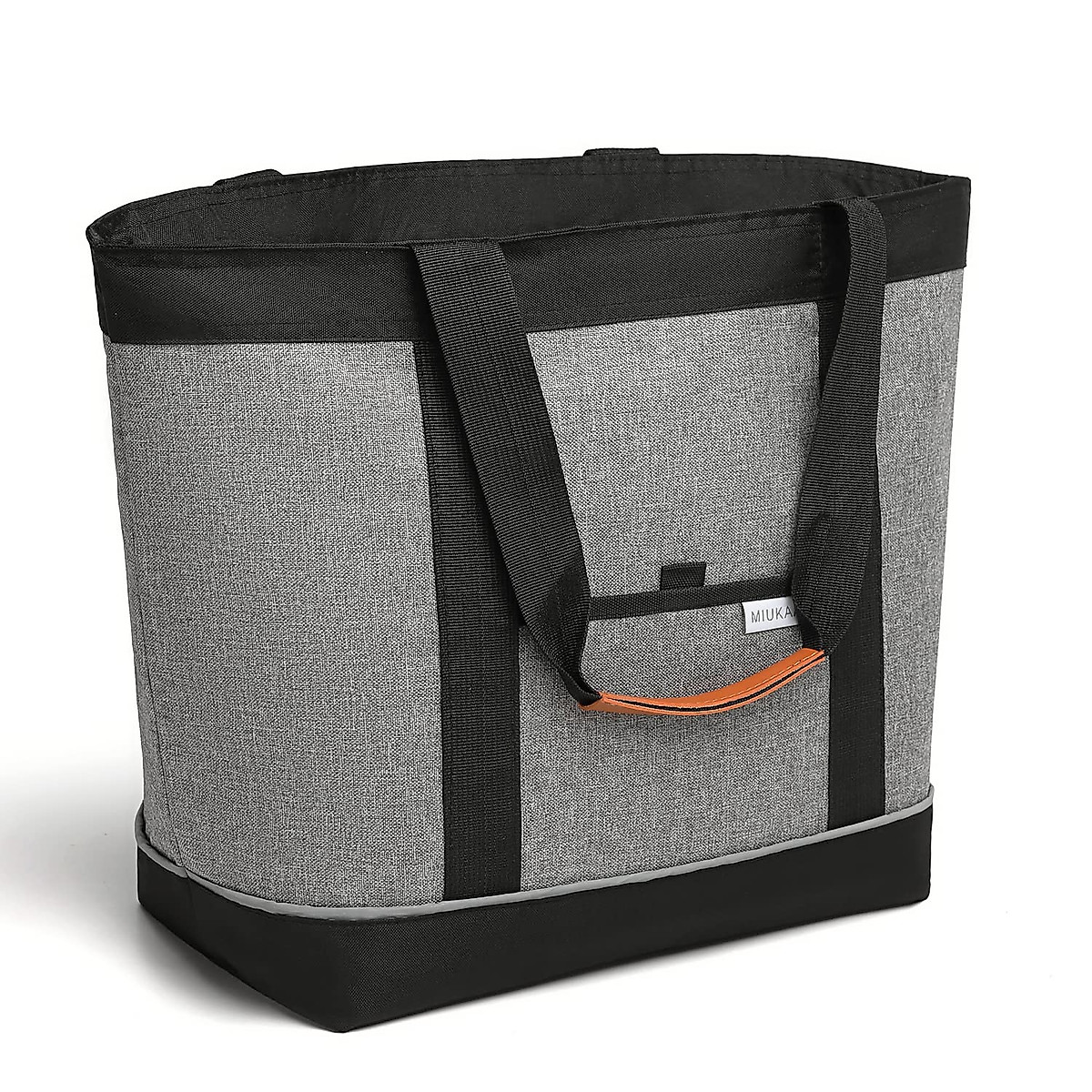 Large Insulated Cooler Bag Gray with Thermal Foam Insulation Reusable Grocery Bag Transport Cold Or Hot Food Apply to Delivery Bag, Travel Picnic Cooler