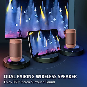 comiso X26M Portable Bluetooth Speaker,Waterproof Speaker IP65,5.3 Bluetooth,360 HD Sound,TWS Stereo Pairing,Built in Mic, Support TF/SD Card-Pink