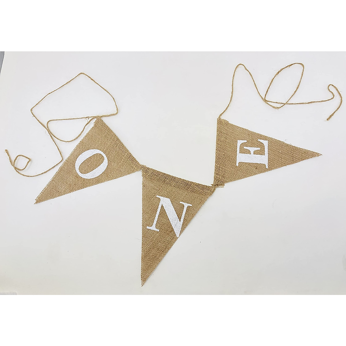 Shimmer Anna Shine First Birthday Banner ONE High Chair for Baby Boy and Girl and Anniversary Party Cake Decorations Flag Burlap (White Print)