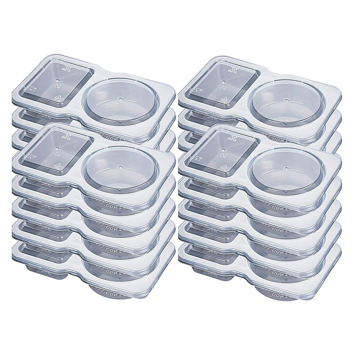 Reusable Snack Container, Double Compartment Condiment Container, Thickened and Portable Reusable Snack Packs for Condiment, Sauce, Sampling and Travel Snacks (pack of 20)