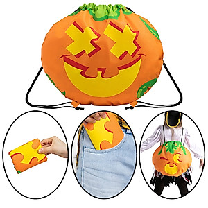 JOYIN 6 Pcs Halloween Drawstring Treat Bags, Large Halloween Pumpkin Face Backpacks for Kids, 17" Halloween Trick or Treat Candy Bags, Goodie Gift Bags for Halloween Party Favor Supplies