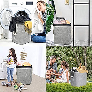 TomCare Laundry Baskets 2 Pack Freestanding Laundry Hampers for Bedroom Collapsible Laundry Basket with Handles Detachable Brackets Large Laundry Storage Baskets Organizer for Clothes Toys (Grey)