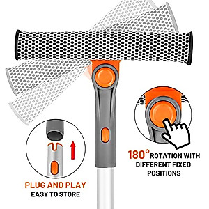 eazer Professional Window Squeegee, 2-in-1 Window Cleaner Tool, Window Washing Kit with Extension Pole(20''-30''), Multi-Use Squeegee for Window Cleaning with Multiple Angles.