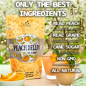 Lt. Blender's Peach Bellini in a Bag - Wine Slushie Mixes - Each Bag Makes 1/2 Gallon of Frozen Peach Bellini Mix – Non-GMO Wine Freezer mix - Make with Wine, Liquor or as a Mocktail - (Pack of 3)