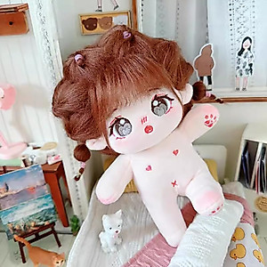 niannyyhouse 20cm Plush Doll Caramel Girl Humanoid Stuffed Body no Attribute 8in Normal Body Wearable Clothing Dress Up Gifts (11-with Skeleton)