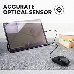 Perixx PERIMICE-209C USB Type C Wired Optical Mouse - 5.9 Ft Cable - 1000 DPI - Black, (11994)