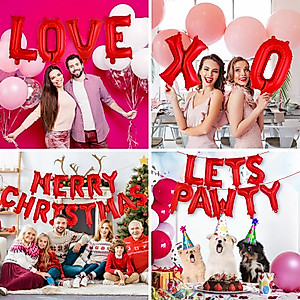 52 Pcs Red Letter Balloons,16 Inch Foil Alphabet Letter Balloons,Letter A-Z Balloons Banner Custom Phrase Balloons for Birthday Party Wedding Anniversary Decoration (Red 2 Set)