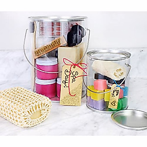 Cornucopia Clear Plastic Paint Cans (Gallon and Quart Combo Pack, Set of 2); Arts & Crafts Paint Buckets for Decorative & Party Use; NOT Intended for Liquids or Heavy Objects