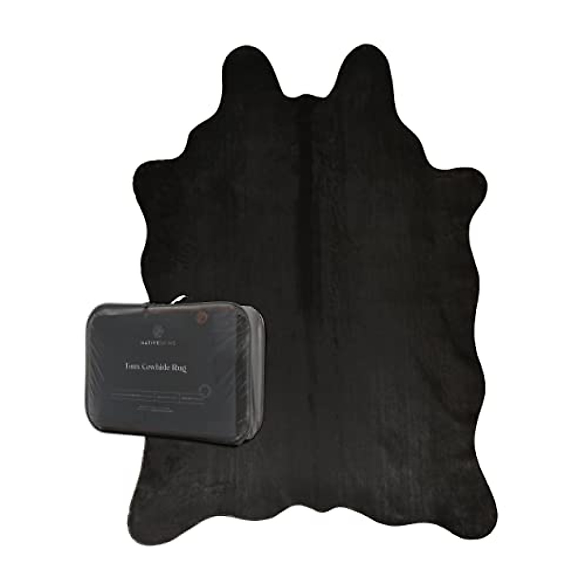 NativeSkins Faux Cowhide Rug Large (4.6ft x 6.6ft) - Black Midnight Cow Print Area Rug with No-Slip Backing