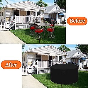 ‎Izzybang 94 Inch Tall Round Patio Bar Height Table and Chair Set Cover Heavy Duty Waterproof High Outdoor Table Chair Set Covers, 94inch Diameter x 45inch H, Black (IZ-001-B)