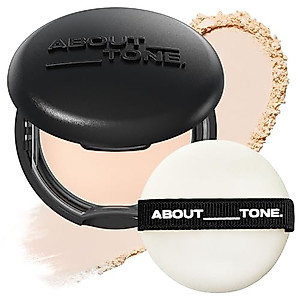 ABOUT TONE Blur Powder Pact 0.32oz - Pressed Powder Compact with Mirror and Puff Makeup Setting Finishing Blurring Natural Translucent Lightweight Face Sebum Oil Control Vegan Formula (02 LIGHT)
