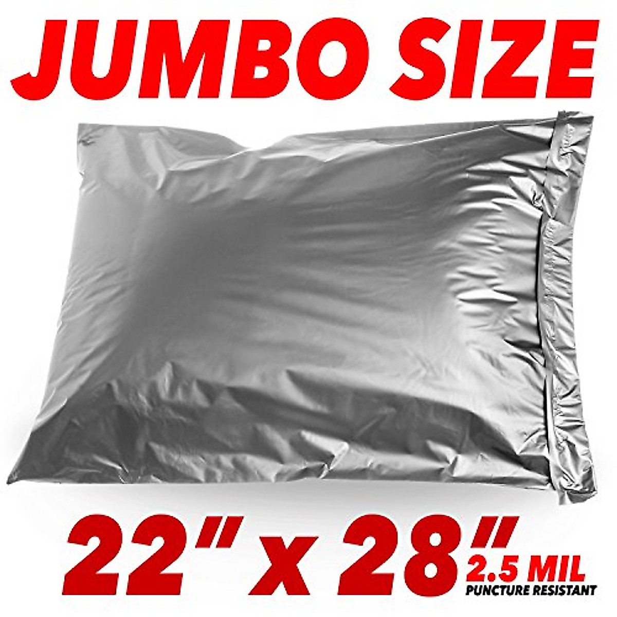 22x28 Jumbo Self-Seal Poly Mailer Bags 2.5 Mil (2 Pack Silver)