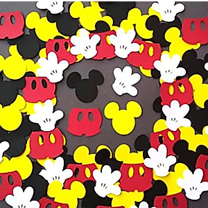 100 pcs 2inche Red Black Yellow White Mickey Confetti Boy Baby Shower Mickey Theme Party First Birthday Supplies Decorations Table Decor Photo Booth Props