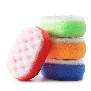 MartiniSPA Italian-Made 4-Pack Bath & Shower Sponge for Face & Body, Exfoliating Sponge for Men & Women, Dual Action Design, Dermatologically Tested – 1 of Each Color.