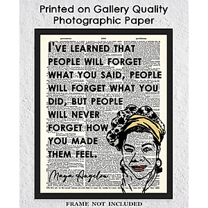 "People Will Forget…" Positive Quote Maya Angelou: Motivational Wall Art Poster, Inspirational Quote Wall Decor Posters for Bedroom & Office Decor for Men, Women & Teen Girl - 8x10 Print Unframed