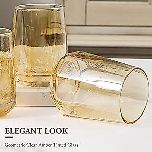 MyGift Vintage Style Amber Glassware Set of 4, Stemless Wine Glasses