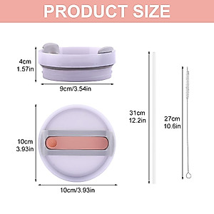 2 Pack Tumbler Lids for Stanley Cup, 40oz Tumbler Cover Spill Proof, Replacement Lid for Stanley Cup Accessory, with 2 Replacement Straws and 2 Straw Cleaning Brushes