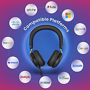 Jabra Evolve2 75 Wireless Headset Stereo UC with Charge Stand, Bluetooth Dongle, Compatible with Zoom, Webex, Skype, Smartphones, Tablets, PC,MAC, 27599-989-989, Global Teck Gold Support Plan Bundle