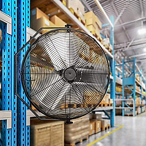 Simple Deluxe 24 Inch Industrial Wall Mount Fan, 3 Speed Commercial Ventilation Metal Fan for Warehouse, Greenhouse, Workshop, Patio, Factory and Basement - High Velocity, black
