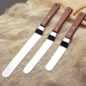 Offset Icing Spatula, Cake Angled Spatula Set with 6, 8, 10 Inch Blades, Cake Decorating Frosting Spatulas with Stainless Steel Handle (6,8,10 J79)