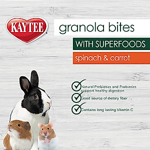 Kaytee Granola Bites with Superfoods Spinach and Carrot for Rats, Mice, Hamsters, Gerbils, Rabbits, Guinea Pigs and Chinchillas, 4.5oz