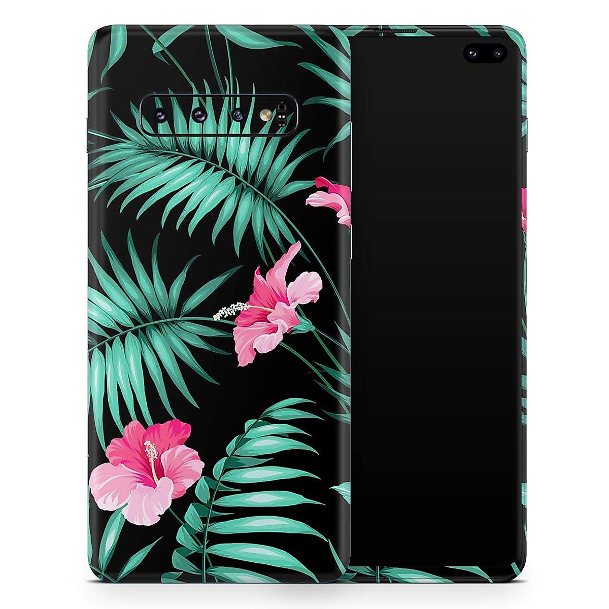 DesignSkinz Tropical Mint and Vivid Pink Floral Protective Vinyl Decal Wrap Skin Cover Compatible with The Samsung Galaxy S20 (Screen Trim & Back Glass Skin)