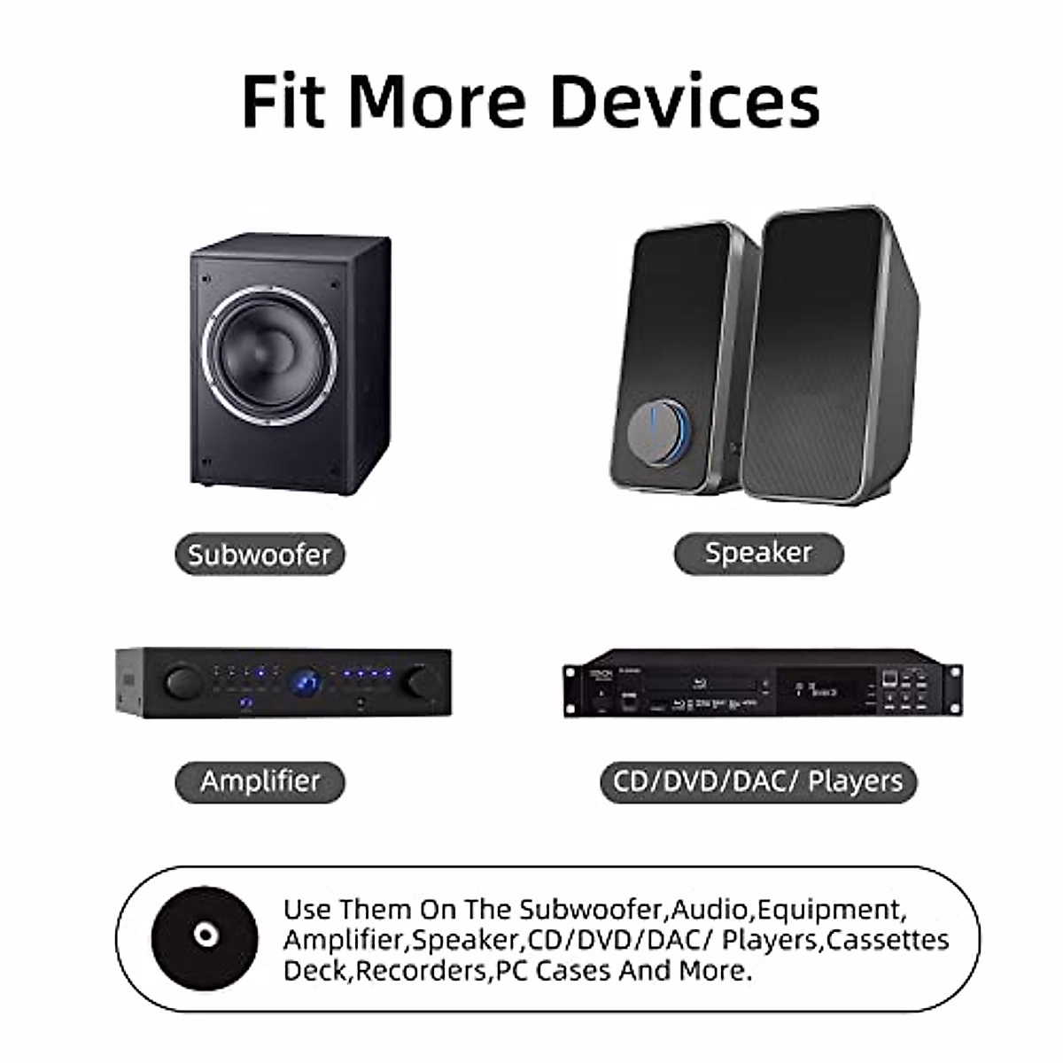 Monosaudio 4Pcs Speaker Isolation Feet Turntable Feet 40x20mm Turntable Audio Isolation feet Replacement with Non-Slip Rubber Rings for Speakers,Amps,Subwoofers,Home Theater,Turntable（Rose Gold）