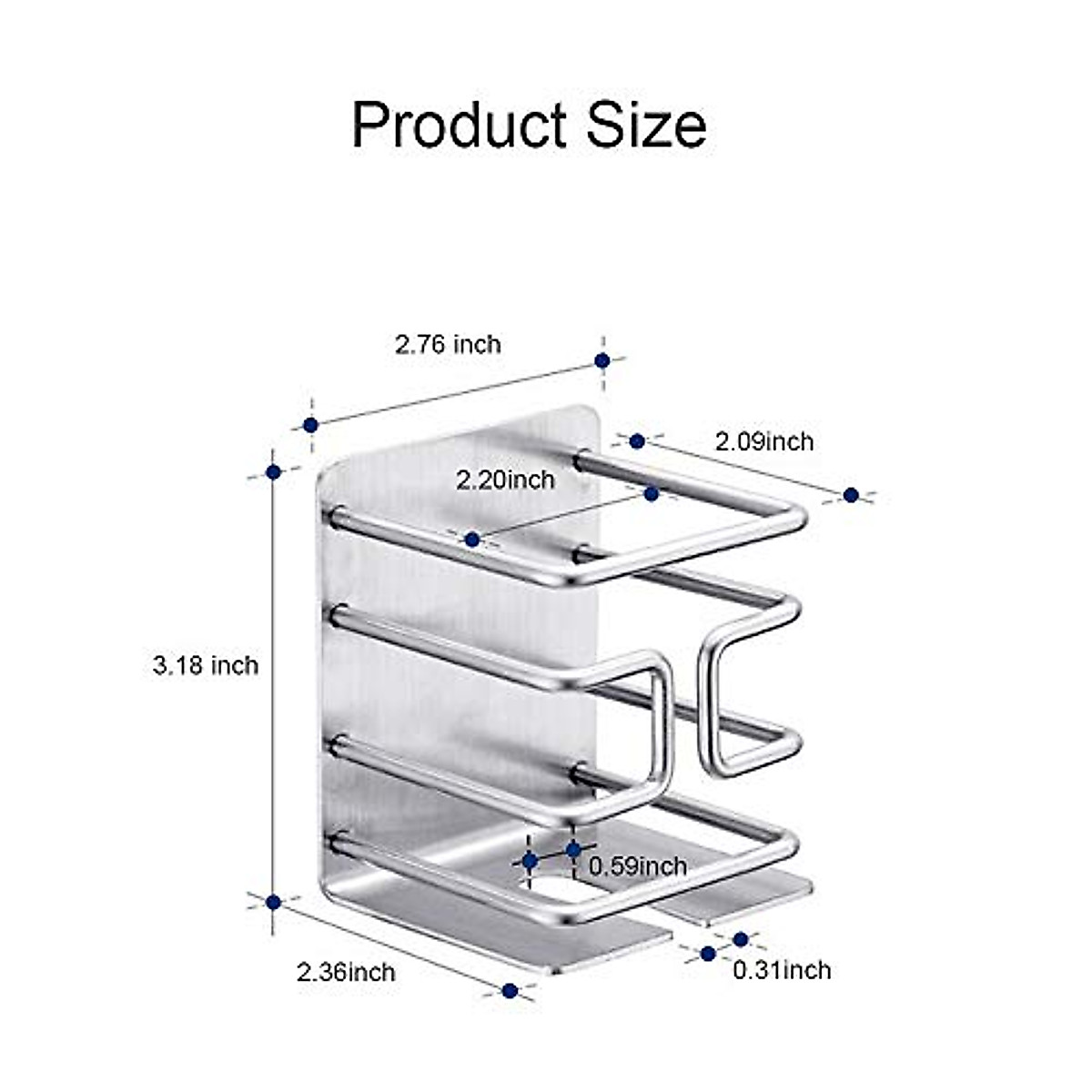 Ecosens Electric Razor Holder Stand, Strong Steel Metal Multi-Functional Electric Shaver Holder Rack Bathroom 304 Stainless Steel Bracket 3M Self-Adhesive Wall Mount Electric Razor Holder