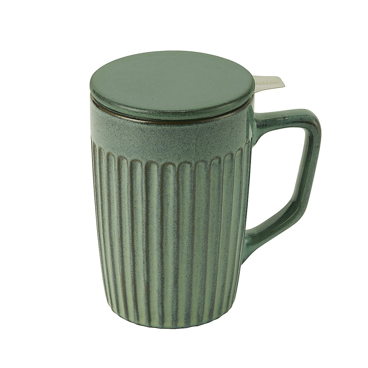 casaWare Shell 18-Ounce Tilt & Drip Tea Infuser Mug (Moss Green)