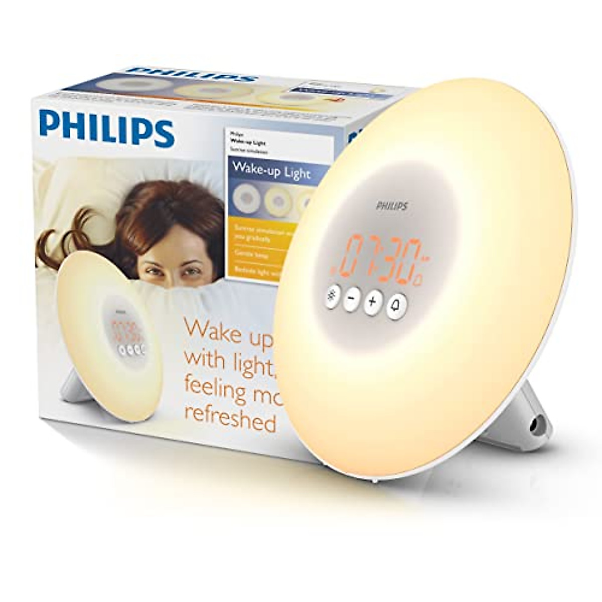 Philips Wake-up Light, Sunrise Simulation, Bedside Lamp, Tap to Snooze, HF3500/60