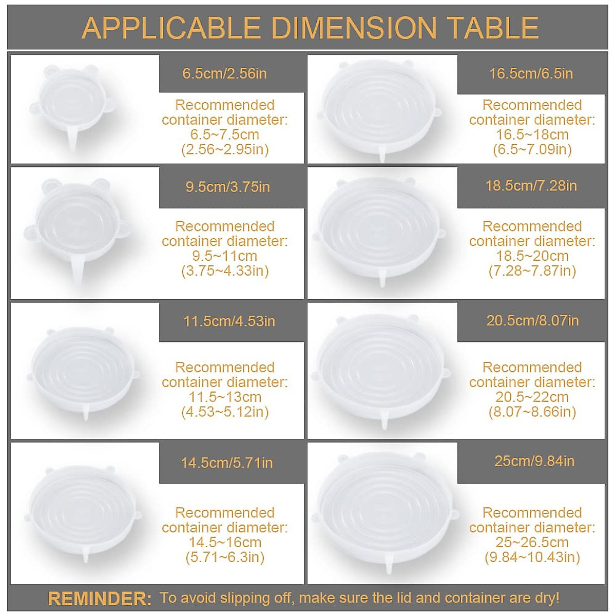 LELE LIFE 4 Pack Same Size Silicone Stretch Lids, Thicker Reusable Durable Silicone Container Cover, Expandable Food Storage Covers, Dishwasher and Freezer Safe, 3.75in(9.5cm)