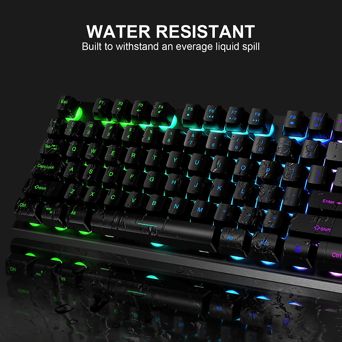 NPET S22 Wired Gaming Keyboard Mouse Combo, LED Backlit Quiet Ergonomic Mechanical Feeling Keyboard, Backlit Gaming Mouse 6400 DPI, for Desktop, Computer, PC, Black…