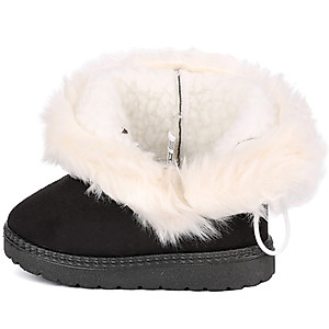 Femizee Toddler Girls Boots Warm Winter Snow Boots for Kid Boys Flat Button Size 8 Toddler,Black 26