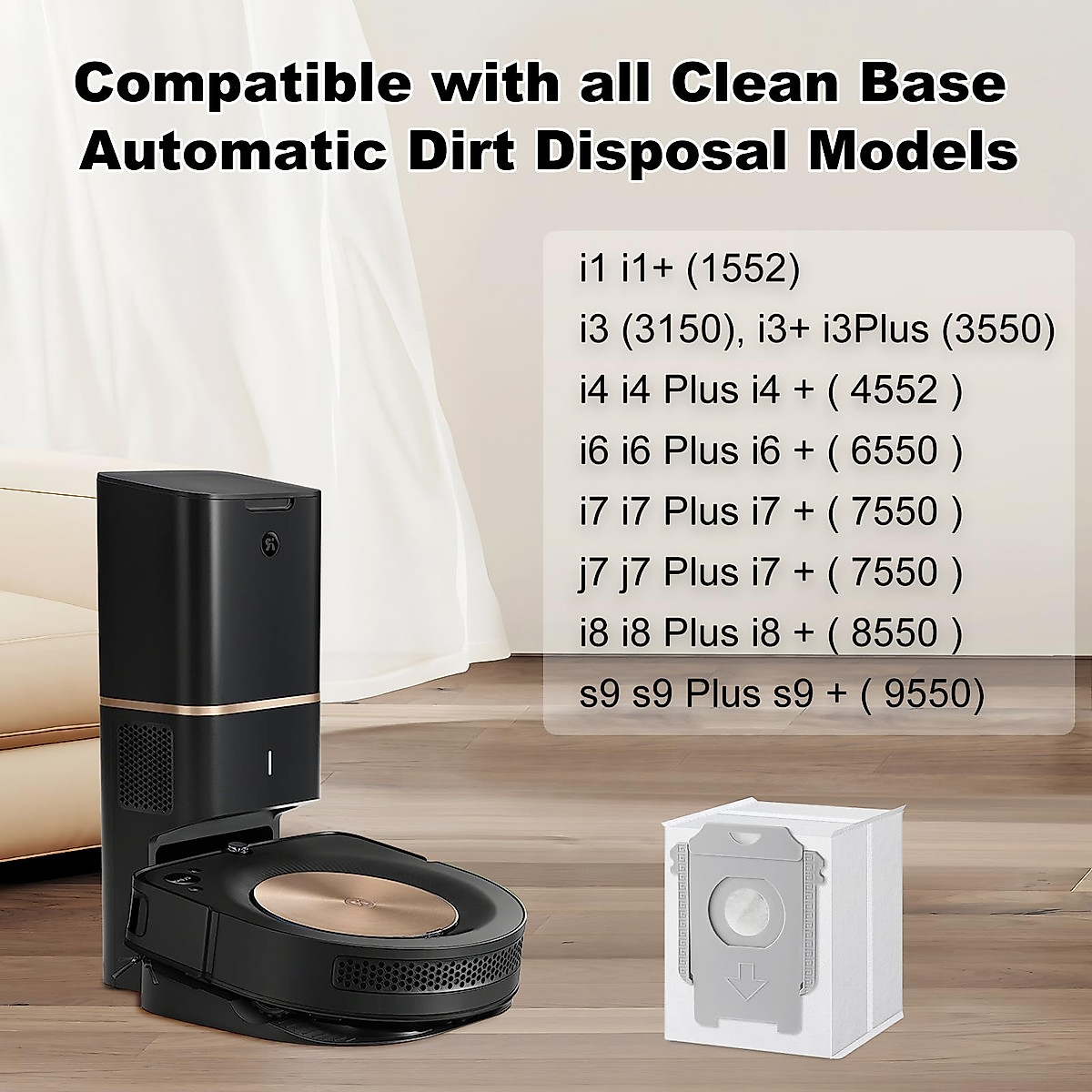 VBN 12 Pack Replacement irobot Vacuum Bags, Compatible with irobot Roomba i7, i7+,i3, i3+, i8, i8+, i4, i4+, i6, i6+,i1+, j7, j7+, S9, S9+,i & s & j Series Clean Base Automatic Dirt Disposal Bags