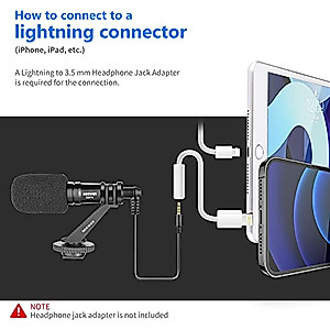 Neewer CM14 Microphone for Phone, Mini On-Camera Video Microphone with Mic Mount, Windscreen, Audio Cables Compatible with iPhone/Android Phone/DSLR Camera/Camcorder (Adapter for iPhone Not Included)