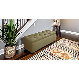 The Sole Secret Diamond Tufted Shoe Ottoman Storage Bench for Bedroom or Entryway, Adjustable Wooden Inserts, Stores up to 36 Pairs, Easy-Open Hinged Lid, Large, Candice Ivy