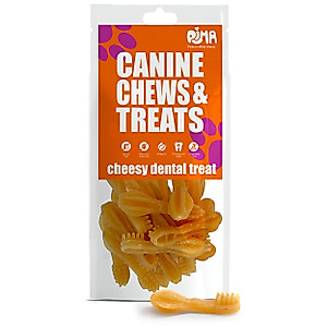 PIMA - Cheesy Dental Dog Brush Treat, Yak Cheese Dental Chews for Dogs, Natural Dog Teeth Cleaning Treat for Fresh Breath, Lactose, Corn, Grain, Soy & Rawhide - Free (4 oz, Dental Brush)