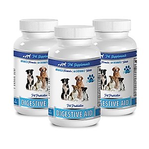 dog digestive upset - DOG DIGESTIVE AID PROBIOTICS - NATURAL APPROACH - SOLUTION TO BAD BREATH AND GAS - COUNTER DIARRHEA - acidophilus powder for dogs - 3 Bottles (180 Treats)