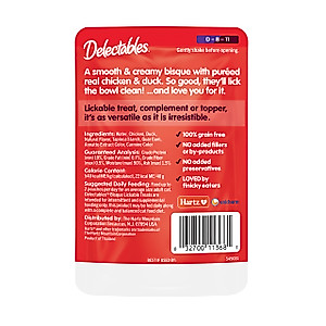 Hartz Delectables Non-Seafood Bisque Lickable Wet Cat Treats for Adult & Senior Cats, Multiple Flavors, Pack of 12