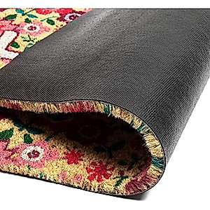 Juvale Natural Coir Hello Spring Door Mat for Front Door Entry, Floral Welcome Non-Slip Rug (30x17 in)