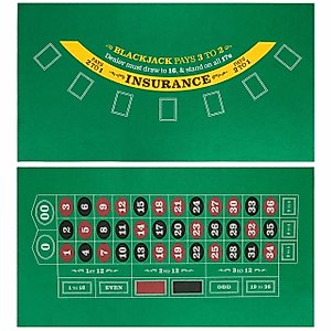Brybelly Blackjack and Roulette Table Felt | Gaming Mat Perfectly Sized to Fit Most Dining Room Tables | Roll Out Felt for Casino, Gambling Games | Double-Sided Felt for Casual and Entry Level Gamers