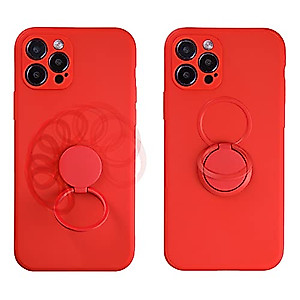 Cell Phone Ring Holder for Hand, Phone Back Ring Grip for Finger or Case (Black + Red)