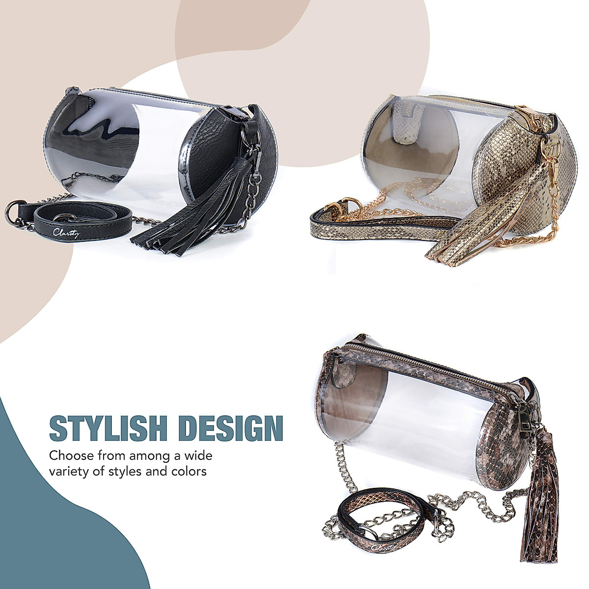 Clarity Handbags Clear Stadium Approved Purse - Lola - Transparent Crossbody Purses - PVC Vinyl Hand Bag For Women …