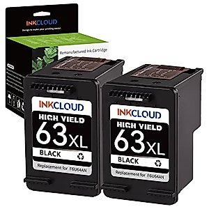 2Pack Higher Yield 63XL XXL Remanufactured Black Ink Cartridges for Replacement for HP 63XL for HP OfficeJet 3830 5255 5258 Envy 4520 4512 4513 4516 DeskJet 1112 1110 3630 3632