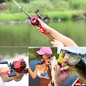 Sougayilang Fishing Rod Two Pieces,Sensitive Graphite Casting Pole with Stainless Guide Rings and Comfortable Handle for Travel Saltwater Freshwater