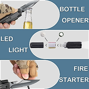 Gifts for Men Husband Him, Engraved Pocket Knife, Valentinens Day Anniversary Birthday Gifts for Him Boyfriend Husband, 7 in 1 Multi-Function Folding Knives with Fire Starter LED Light